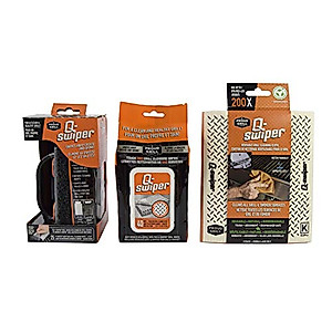 Q-Swiper BBQ Grill Cleaner Gift Bundle Set - 1 Q-Swiper Grill Brush, 65 Q-Swiper Grill Cleaning Wipes and 2 Q-Swiper Reusable Grill Cloths. Safe Way to Clean BBQ Grill Grates and Grill Exterior.