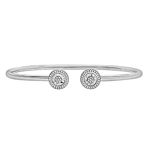 Timeless Love 1/8 CT Diamond 6.5" Flexible Bangle Set in Polished Sterling Silver, Dainty Jewelry for Women, Women’s Fashion Bracelets, Diamond Luxury Bangle for Women
