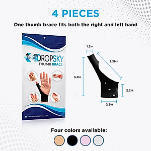 Dropsky Waterproof Wrist Thumb Support With Gel Pad, Thumb Brace for Arthritis Pain and Support-Thumb Wrist Brace, Arthritis & Carpal Tunnel - Left and Right Hand- Lightweight,Therapy Rubber-Latex, 4