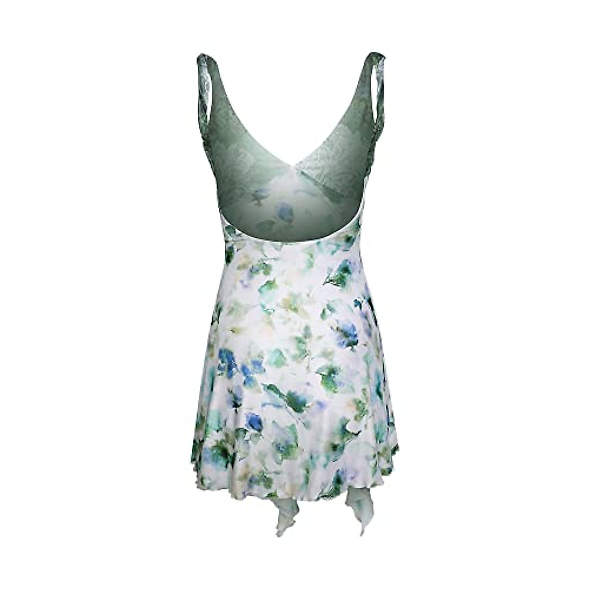 ROAONOCOMO Women Y2K Floral Print Short Dresses Spaghetti Strap A-Line Dresses Retro Backless Sundress Sexy Party Dresses