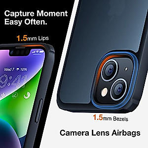 TORRAS MarsClimber Designed for iPhone 13 Case/iPhone 14 Case, [3 Stand Ways] [8FT Military Grade Shockproof] Translucent Matte Thin Slim Phone Case for iPhone 14/ iPhone 13 with Stand, Black