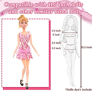 32 Pcs Doll Clothes and Accessories for Doll, 11.5 Inch Doll Outfit Collection Including 6 Floral Skirts 6 Dresses 5 Shoes 5 Accessories and 5 Bags (Random Style), for Girls Birthday Gifts