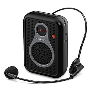 Voice Amplifier Portable Microphone Speaker - HW HaoWorks S208 Wired Headset with Microphone,Loud Clear Sound,No Feedback Noise,Mini Mic for Teachers/Tour Guides/Speaking/Singing
