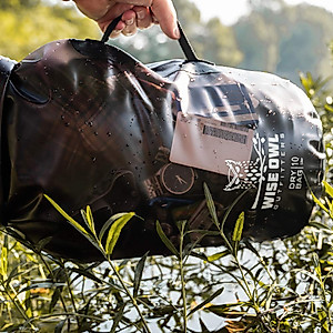 Wise Owl Outfitters Waterproof Dry Bag Backpack - Thick, Durable Water Bag for Kayaking, Camping, Boating, Beach and Outdoor Water Sports - Black Clear, 5L