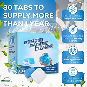 raxtup Washing Machine Cleaner Deep Cleaning Tablets For HE Front Loader & Top Load Washer, Clean Inside Drum And Laundry Tub Seal (30)