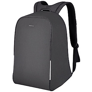 KOPACK Security Backpack, 15.6 Inch Laptop Backpack with Hidden Anti-Theft Zipper and USB Port, Stylish Waterproof Business College Travel Commuter Backpack, with Rain Cover-Grey Black Bag
