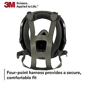 3M Full Facepiece Reusable Respirator 6900, NIOSH, Large Lens, ANSI High Impact Eye Protection, Silicone Face Seal, Four-Point Harness, Comfortable Fit, Painting, Dust, Chemicals, Large