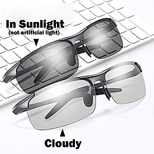 MOTELAN Men's Photochromic Polarized UV400 Sunglasses for Outdoor Fishing Golf Beach Baseball Sports Black