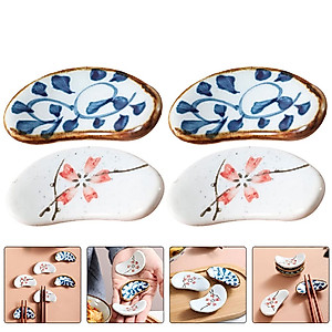 Luxshiny 4pcs Ceramic Chopstick Rest Paint Brush Holder Japanese Spoon Rest Kitchen Utensil Rest Chopstick Holder Ceramic Spoon Rest Tableware Rest Multifunction Ceramics Dishwasher