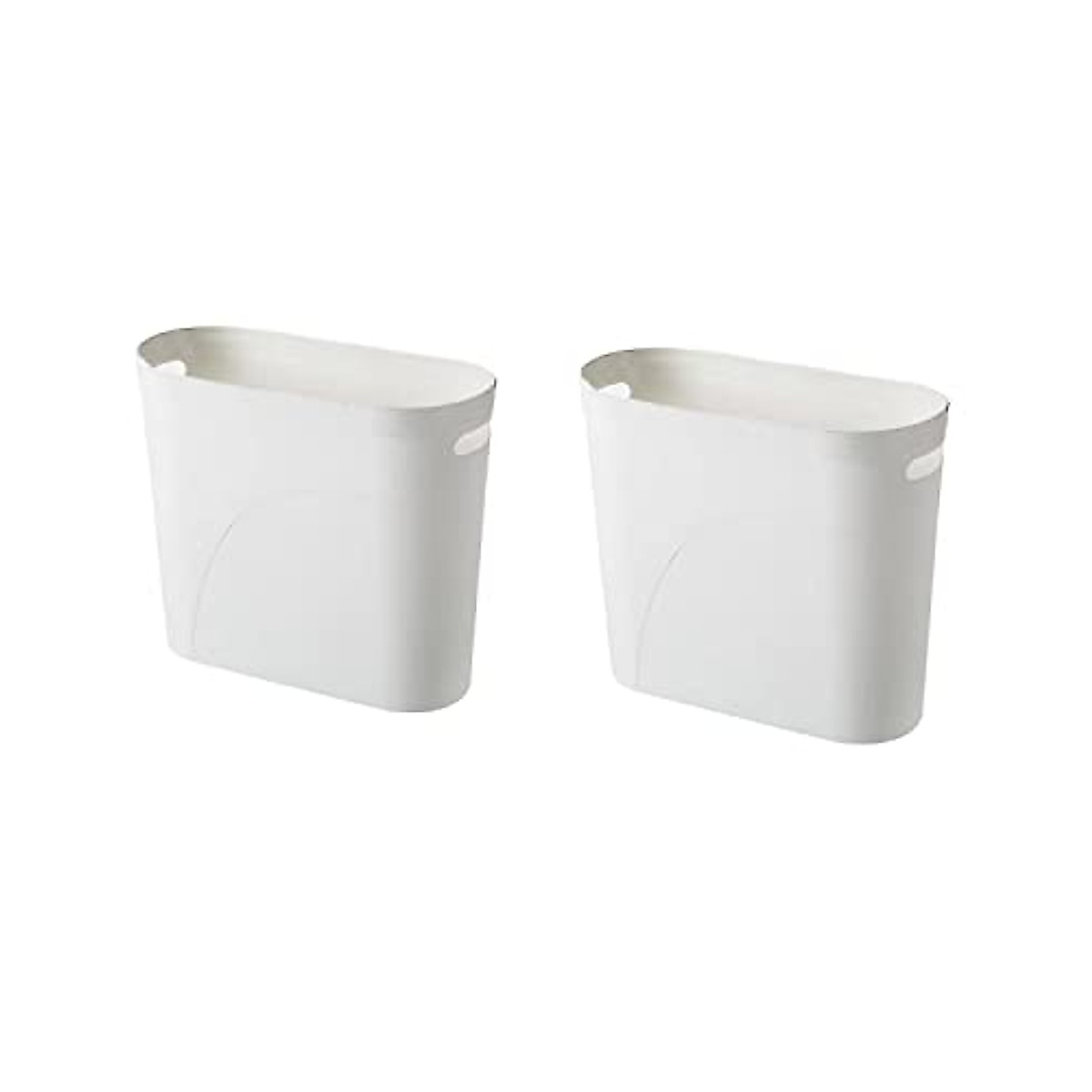 Hundred Families Bathroom Small Trash Can, 3 Gallon Slim Plastic, Set of 2, White