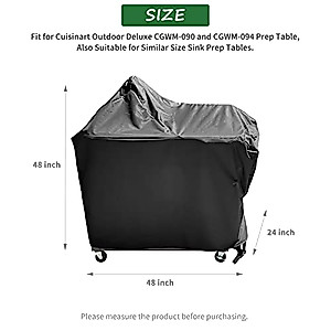 Andacar Outdoor Sink Cover for Cuisinart Outdoor Prep Table, Waterproof Sink Station Cover Dustproof Prep Table Cover Durable Prep Station Cover for Grill Black-48x24x48inch