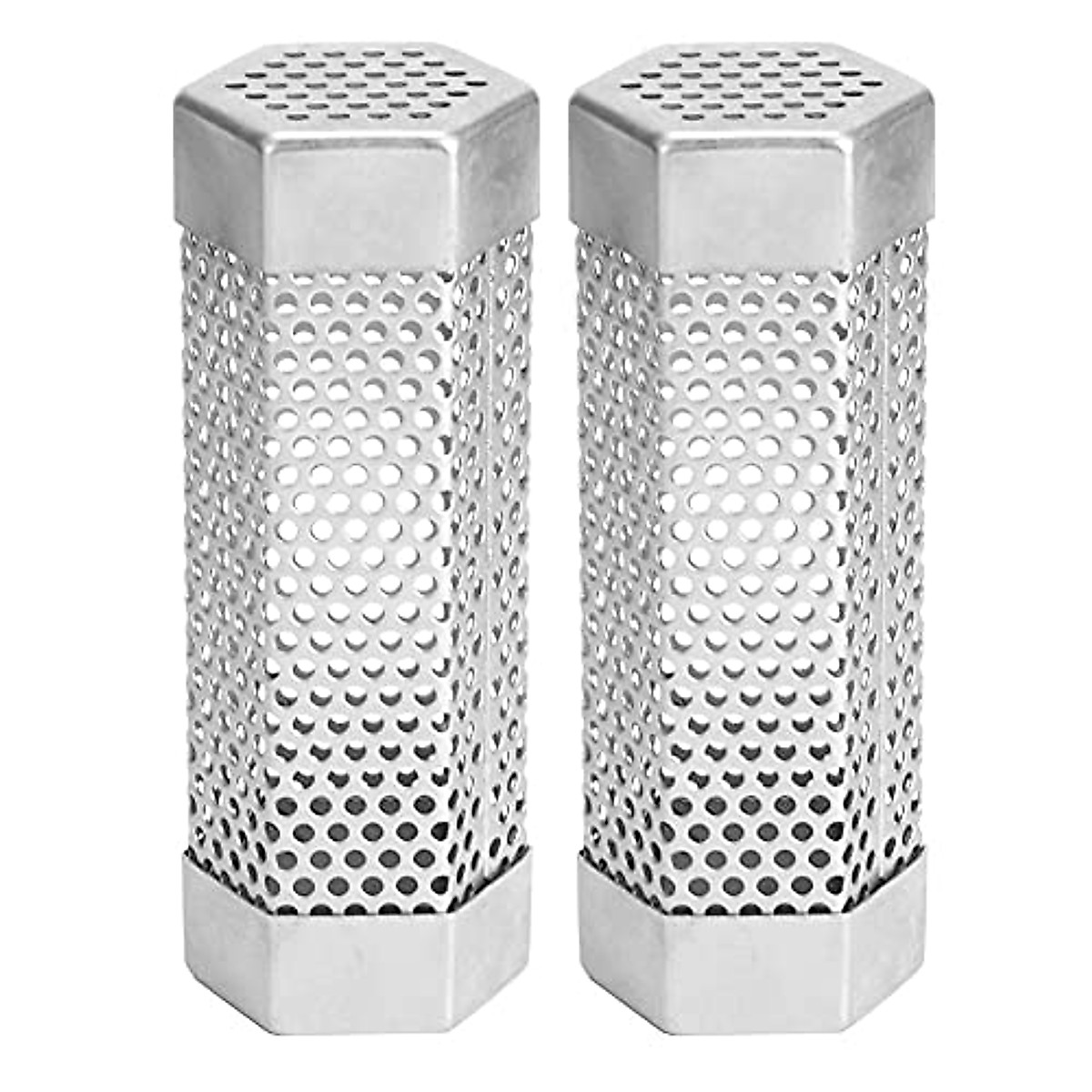 Pellet Smoker Tube, 2Pcs Outdoor Smokers BBQ Grill Smoker Tube Mesh Tube Pellets Smoke Box 6in Stainless Steel Barbecue Accessory for Electric Gas Charcoal