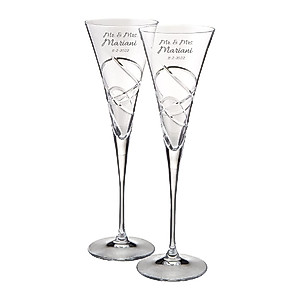 Lenox Bridal Personalized Adorn Wedding Bundle, Includes Custom Engraved Wedding Cake Knife and Server Set and Pair of Wedding Champagne Flutes for Bride and Groom