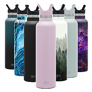 Simple Modern Water Bottle with Narrow Mouth Straw Lid Metal Thermos Vacuum Insulated Stainless Steel l Reusable Leak Proof BPA-Free Flask | Ascent Collection | 24oz, Lavender Mist