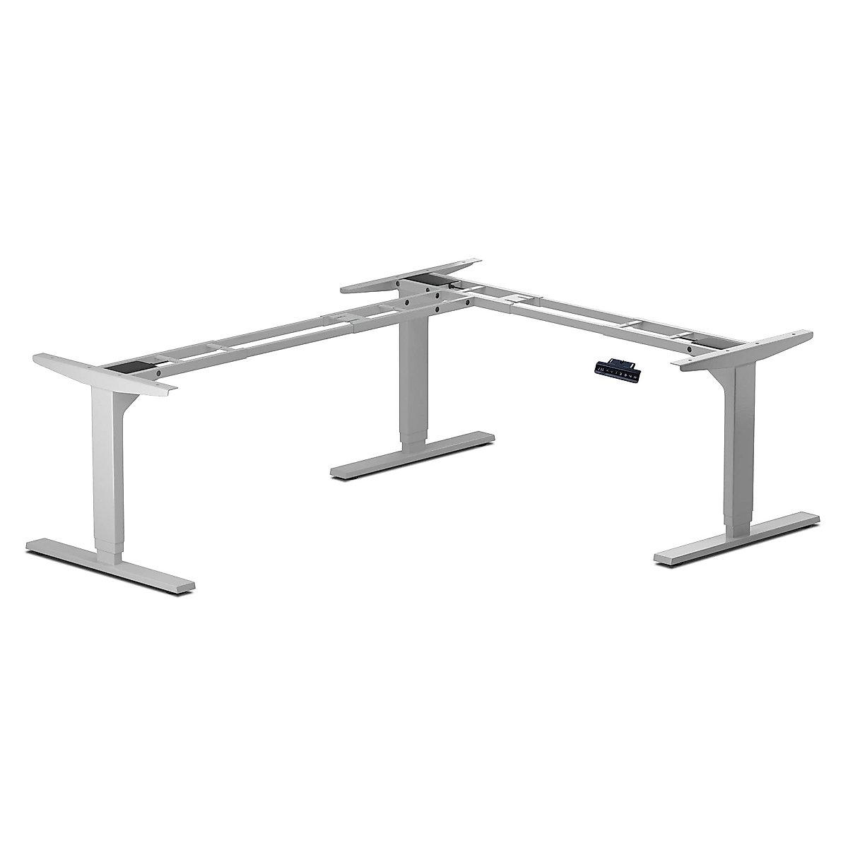 Progressive Automations Standing Desk Corner Frame. Adjustable Height and Width Legs with Triple Electric Motors for Home Office L Shaped Desk FLT-05 White