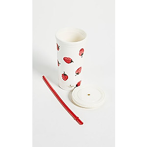 Kate Spade New York Insulated Tumbler with Reusable Straw, 20 Ounce Acrylic Travel Cup with Lid, Strawberries