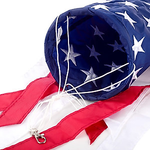 American Flag Windsock, Stars & Stripes USA Patriotic Decorations Embroidered Stars - Fade Resistant Patriotic Wind Socks Decorations 40 Inch (40)