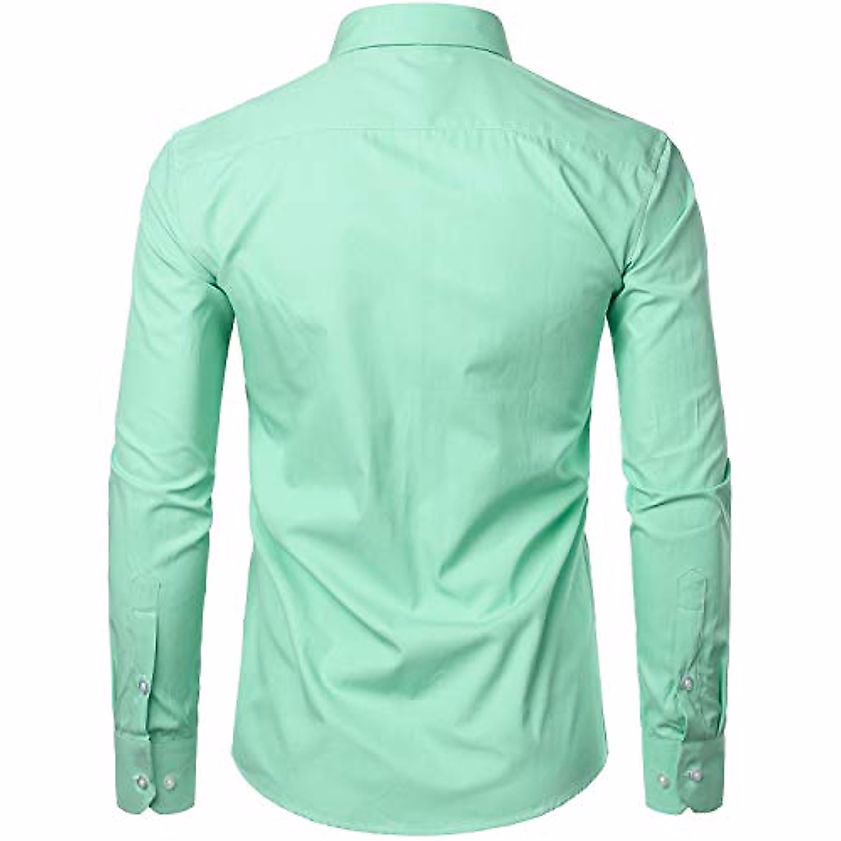 ZEROYAA Men's Long Sleeve Micro Twill Dress Shirt Basic Slim Fit Button Up Business Formal Shirts with Pocket ZYSGCL02 Light Green Large