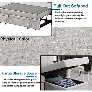 Small Sectional Sofa Bed Sleeper Couch Pull Out Couch Bed with Storage Chaise for Apartment,Living Room, Basement, Guest Room, Grey