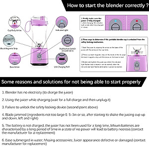 Portable Blender Personal USB Rechargeable Juice Cup for Smoothie and Protein Shakes Mini Handheld Fruit Mixer 13Oz Bottle for Travel Gym Home Office Sports Outdoors Chic Pink