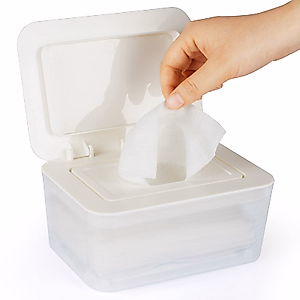 Whiidoom Large Capacity Wipes Dispenser Removable Plastic Wipes Case Keeps Wipes Fresh (White)