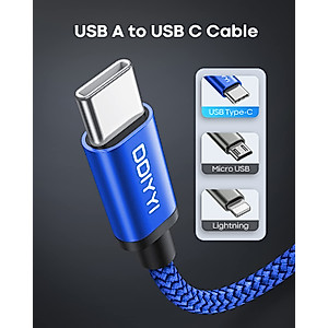 DDIYYI USB C Cable Fast Charging 6ft, 3-Pack USB to USB C Cable Braided Charger Cord for iPhone 16/iPhone 16 Pro/iPhone 16 Plus/iPhone 16 Pro Max/iPhone 15 Series and More, USBA to USBC Cord