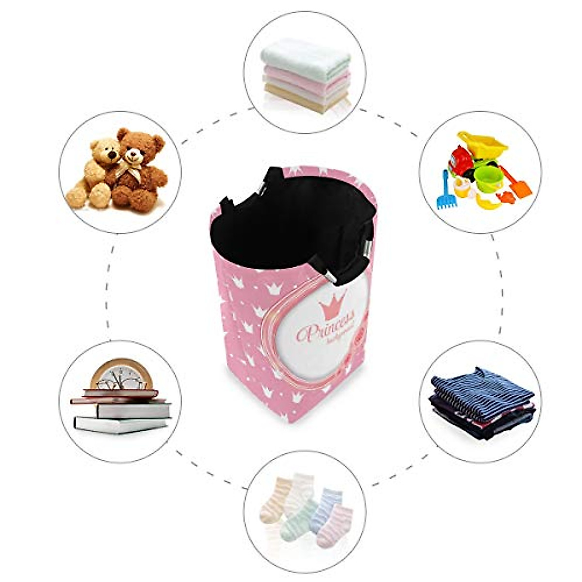 Princess Crown Laundry Basket Collapsible Fabric Laundry Hamper Washing Bin Folding Clothes Bag Mother's Day