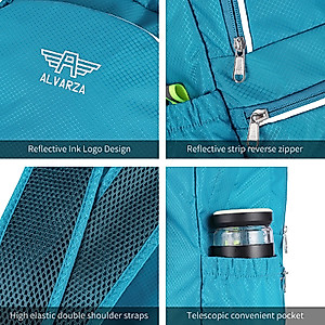 ALVARZA Hiking Backpack, 36L Water-resistant Lightweight Packable Daypack, Multi Function Folding Sling Bag for Travel Camping Outdoor Cycling, Bule