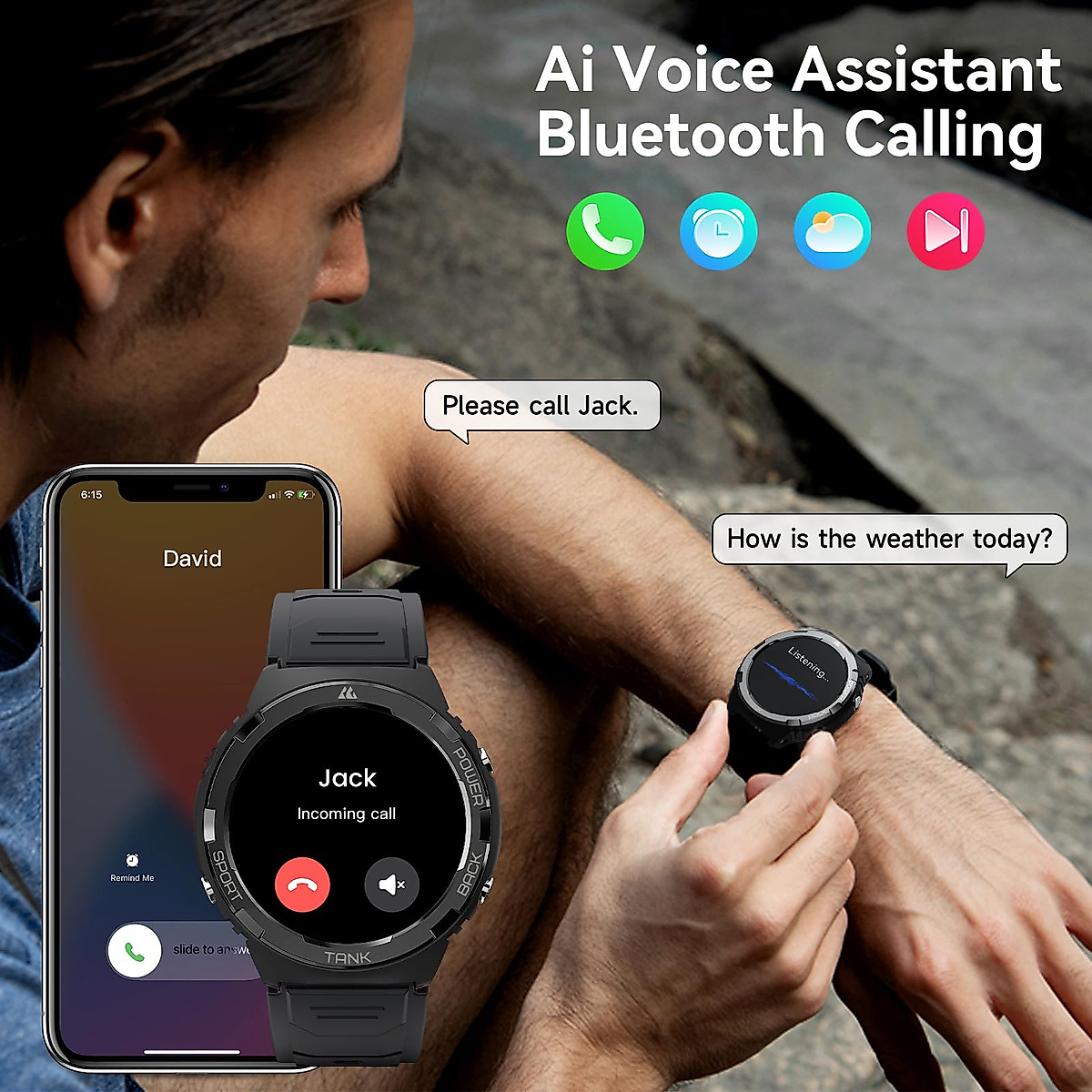 AMAZTIM Smart Watches for Women,Lightest Fitness Tracker with 5ATM Waterproof,Answer/Dial Calls,1.3'AMOLED Ultra HD Display,AI Voice Assistant 24H Sleep/Heart Rate (Black)