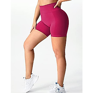 YEOREO Women Intensify Athletic Shorts Seamless Scrunch Workout Shorts High Waisted Active Gym Yoga Shorts Pink M