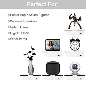 TXEsign Mesh WiFi Router Shelf, Acrylic Small Wall Shelf for Orbi Mesh WiFi Router, Google Nest WiFi, Speaker, Clock, Monitor Action Figure (6.69X5.51 Inch) (5.51X6.69 Inch)