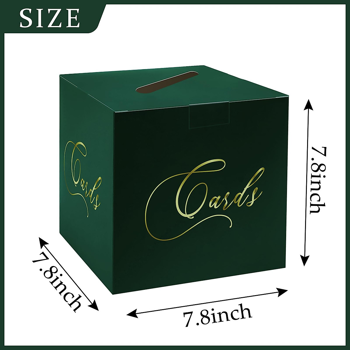 FALIZIFU Green and Gold Card Box Gift Card Box Holder Envelope Box for Wedding Birthday Baby Shower Graduation Party Card Box