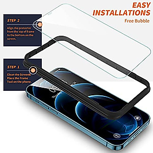 ImpactStrong Shatterproof Tempered Glass Screen Protector for iPhone 12 Mini [Easy Installation Frame] [Bubble Free] [9H Hardness] [Full Coverage] Case Friendly, 5.4 Inch (3-Pack)