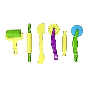 Worparsen Clay Tool Toys Clay and Dough Tools Play Dough Tools Set ​for Kids，Assorted Colors，Various Shape Play Dough Rollers & Cutters Clay Tool Toys Arts and Crafts for Kids Ages 3 & Up 6pcs
