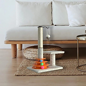 PEEKAB Tall Cat Scratching Post Kitten Sisal Scratcher Tree with Cat Tracks Toy Balls for Indoor Cats and Kittens - 25 inches