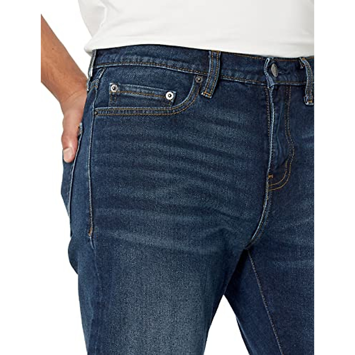 Amazon Essentials Jeans for Men Straight Fit, Bootcut, 34W x 30L, Dark Wash