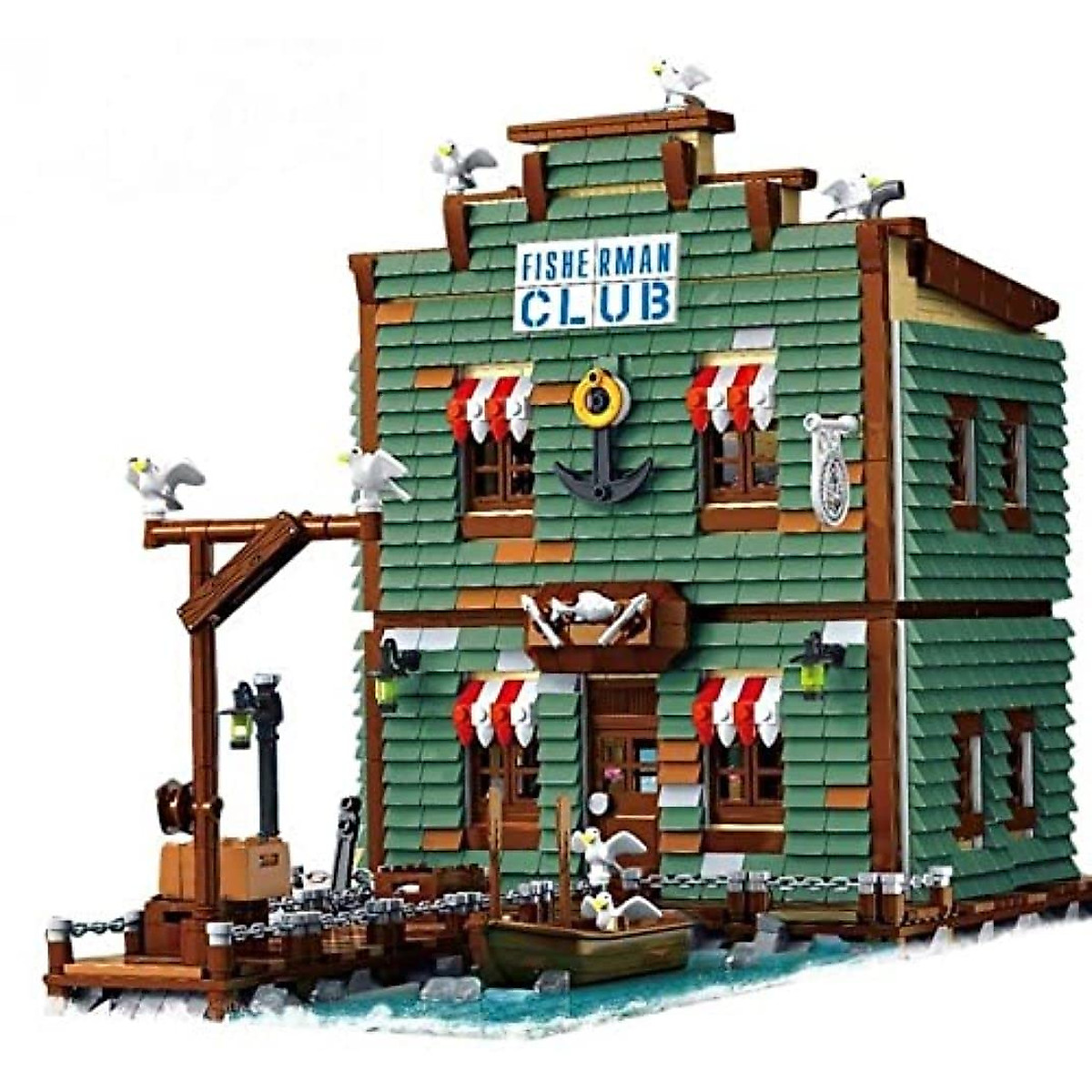 General Jim's Realistic Detailed Harbortown Fishing Club Shop Classical Architectural Styled City Modular Building Blocks Toy Bricks Building Model Set for Adults and Teens