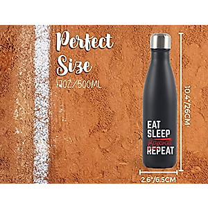 Onebttl Baseball Gifts for Boys, Eat Sleep Baseball Repeat, Stainless Steel 17Oz Water Bottle, Black