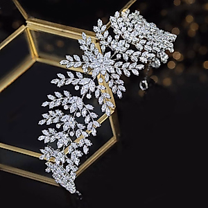 Aoligrace Cubic Zirconia Soft Wedding Headbands for Bride CZ Random Bend Hairbands Quinceanera Tiaras Pageant Gifts for Women