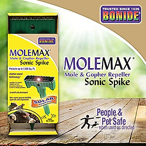 Bonide (BND61121) - Molemax Sonic Spike Repeller, Solar Powered Mole and Gopher Repellent