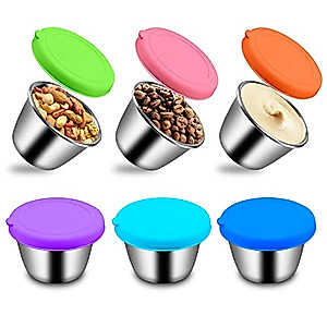 Frenflu Salad Dressing Container To Go, 6 X1.6oz Salad Container For Lunch, Stainless Steel Condiment Containers With Lids, Reusable Salad Dressing Container