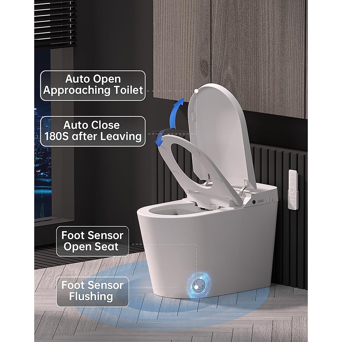 EPLO Smart Toiet with Tank and Bidet Built In,Auto Open Close,Blackout Flush,Auto Flush,Heated seat,Foot Sensor Operation,One Piece Elongated Modern Bidet Toilet Combo G20PRO