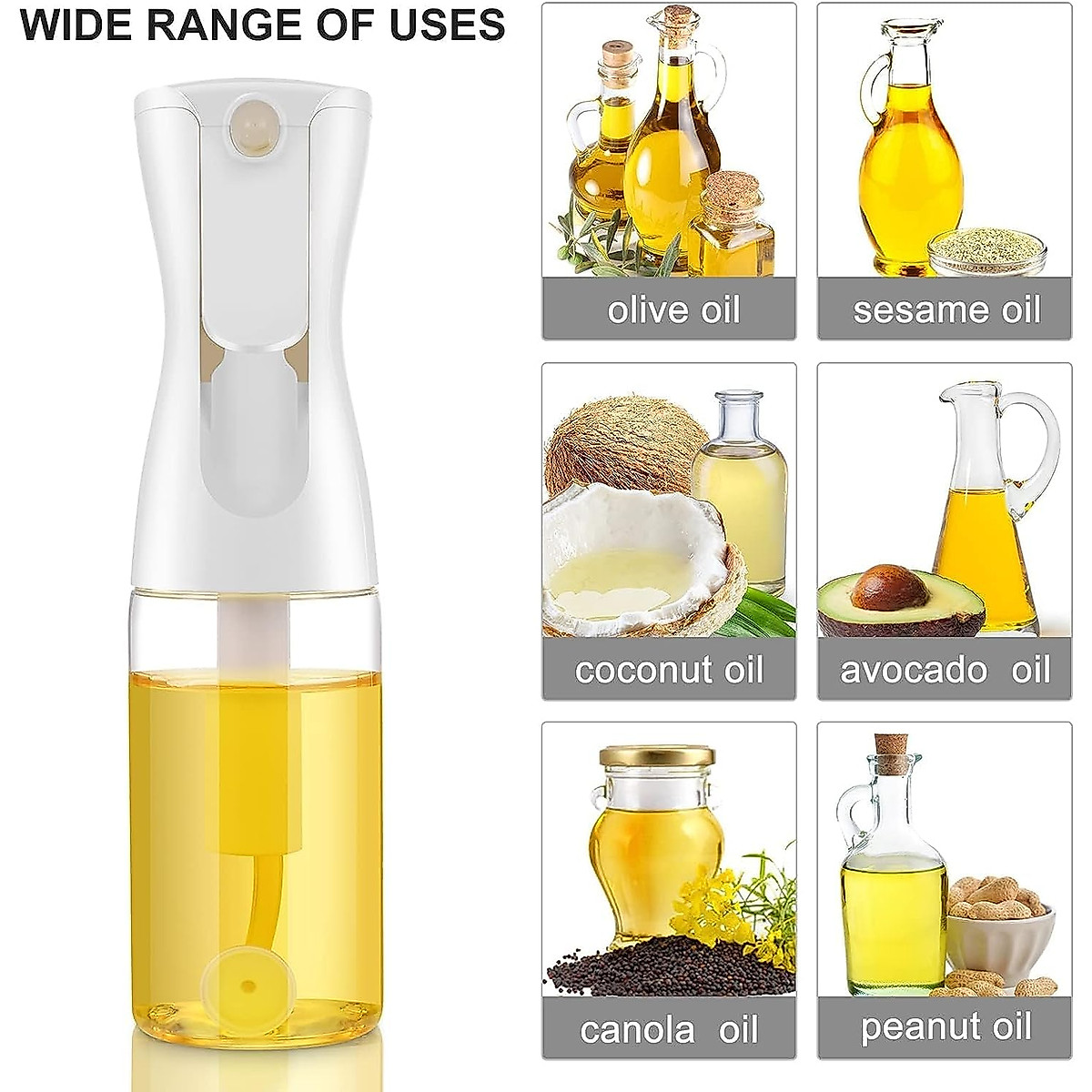 Oil Sprayer for Cooking -200ml Glass Olive Oil Sprayer Mister -Olive Oil Spray Bottle, Kitchen Gadgets Accessories for Air Fryer-Canola Oil Spritzer Widely Used for Salad Making, Baking - Frying, BBQ