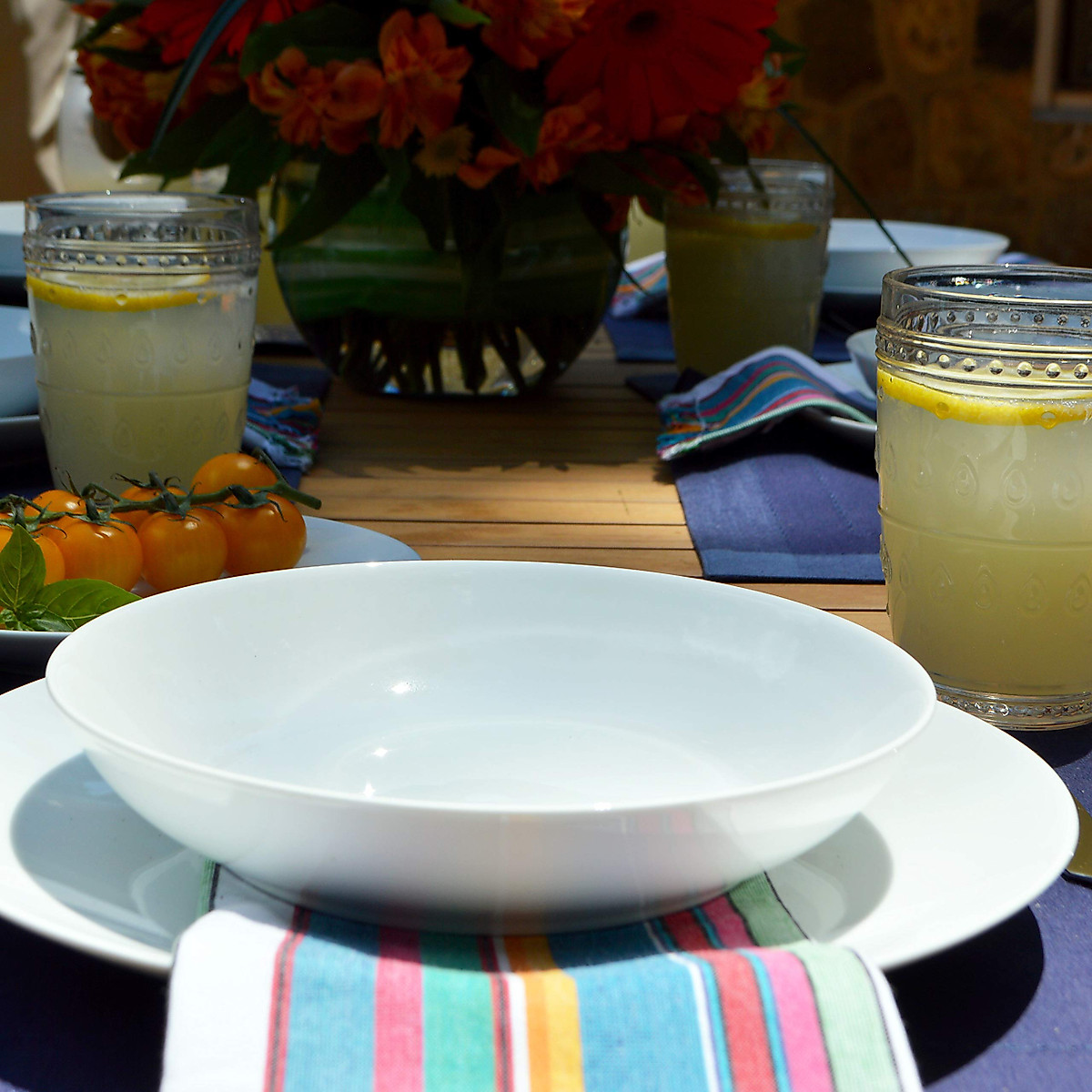 Euro Ceramica Bianco Service for 6 Dinnerware High Gloss Fine Porcelain White Essential, 8" x 4" Soup/Pasta Bowl Set 20oz Capacity for Soup Pasta Rice Cereal