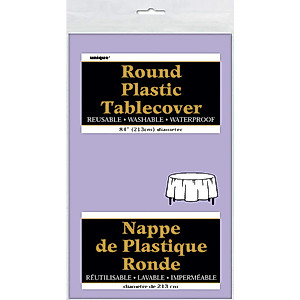Elegant Lavender Solid Round Plastic Table Cover (84")- Premium Waterproof Tablecloth - Perfect For Parties & Events, 1 Pack