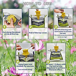 Enposmre 4 Pack Fly Traps Outdoor Hanging Disposable Fly Bags Trap, Effective Fly Catcher with Bait, Fly Killer for Patio, Chicken Coops, Horse Stables, Barns