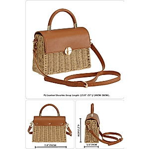 So'each Women's Handbag Wicker Straw Crossbody Rattan Bag Boho Crossbody Bag Khaki