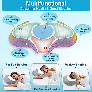 DAFIFO Neck Pillow Contour Memory Foam Pillows for Pain Relief Bed Pillow for Sleeping, Contour Support Pillows for Sleeping, Ergonomic Bed Pillow for Side, Back, Stomach Sleepers