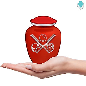 GetUrns Embrace Personalized Baseball Medium Cremation Urn with Custom Engraving for Human Ashes for Funeral, Burial, Niche or Columbarium – 44 Cubic Inches– Urns for Ashes (_Bright Red Double Sided)