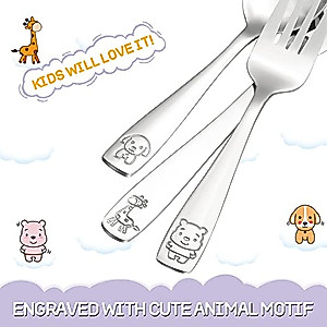 VITEVER 12-Piece Toddler Utensils, Stainless Steel Kids Silverware Set, Children Safe Forks, Spoons and Knives - Mirror Polished, Dishwasher Safe